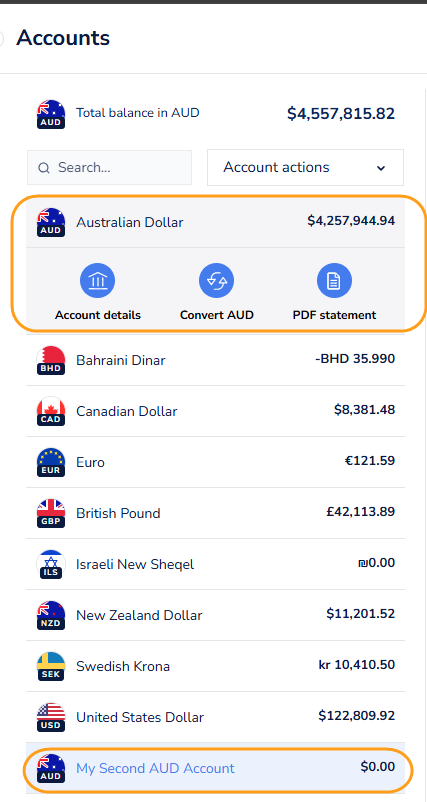Can multiple currency accounts be created in the same currency?