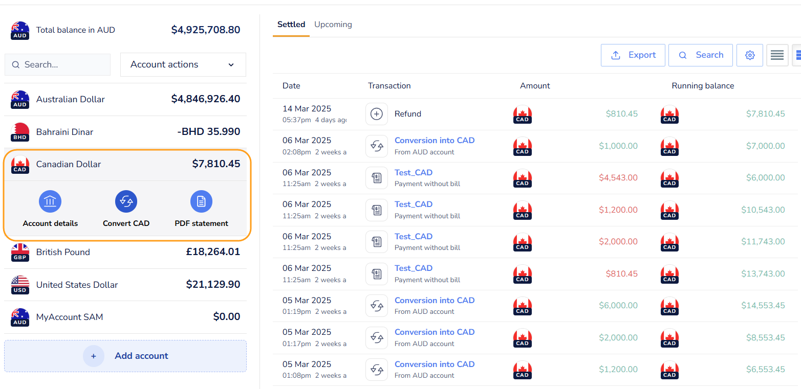 Where can a user view the Global Business Account details?