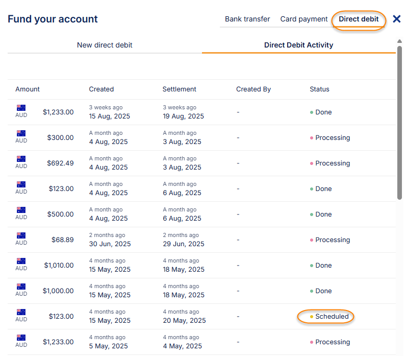 Can I schedule a direct debit?