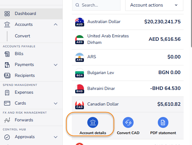 How do I deposit funds to my currency account for a same currency payment?