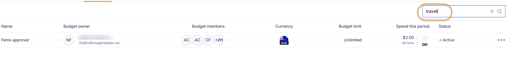 How do I search for specific budgets?
