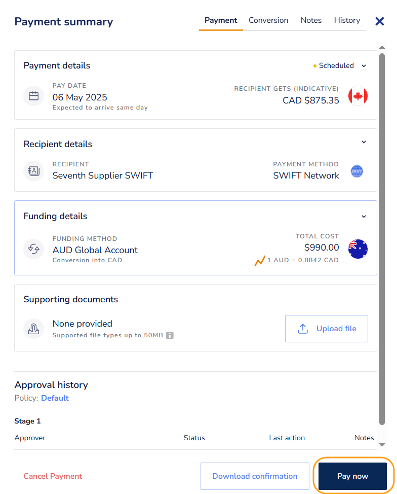 How do I change the scheduled date on the payment?