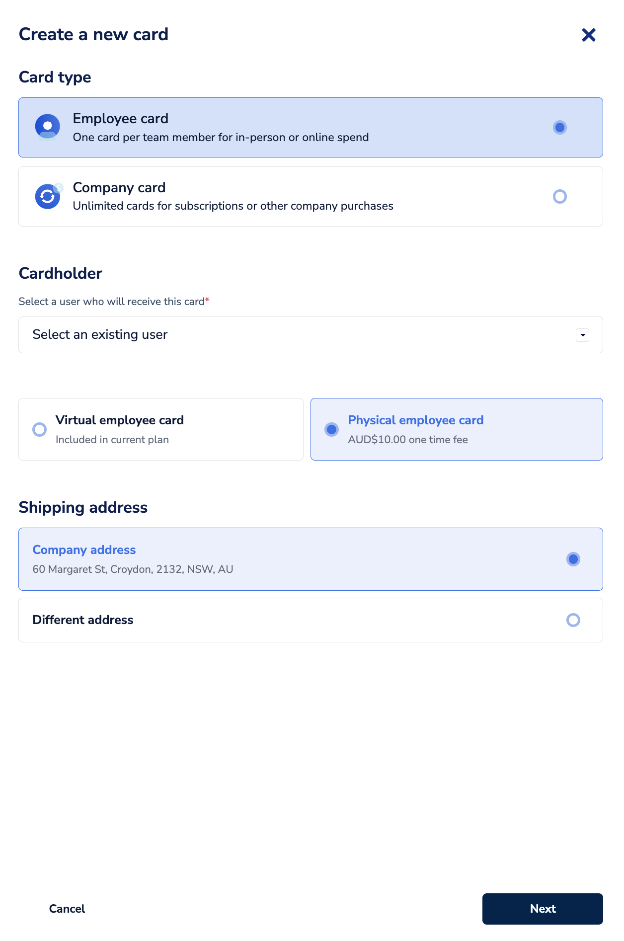 How do I create a new physical employee card?