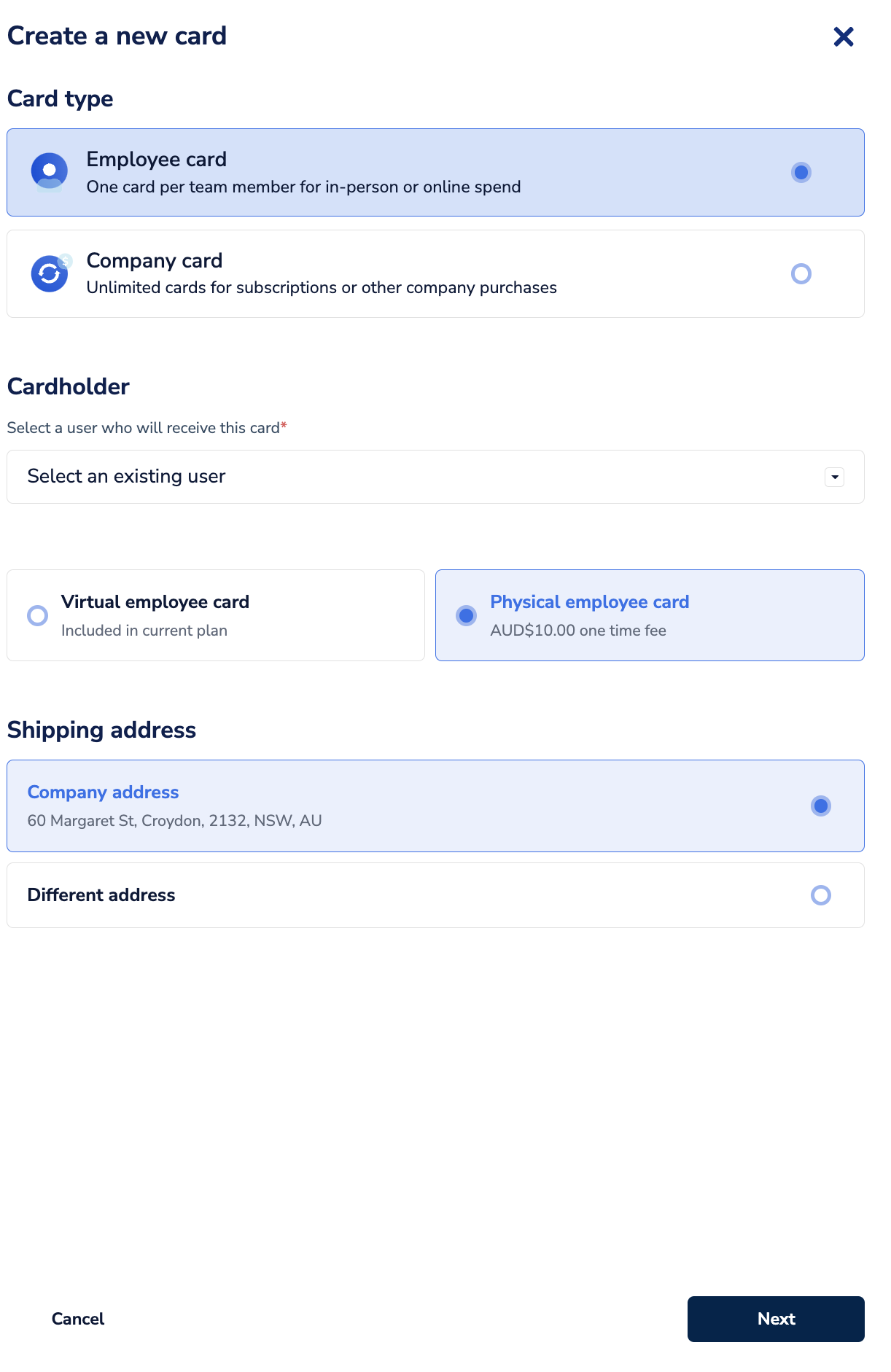 How do I create a new physical employee card?