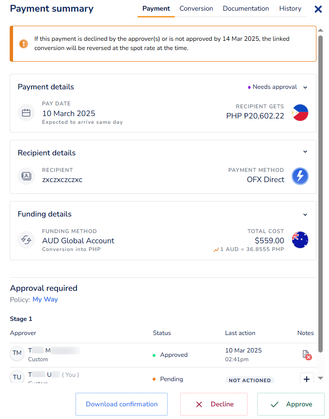 What's the Needs Approval tab used for?