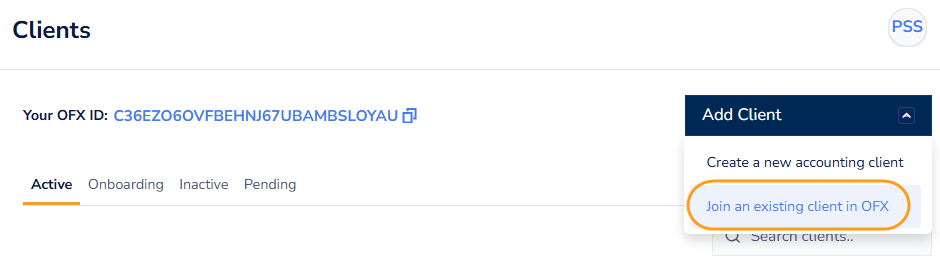 How do I join an existing client in OFX?